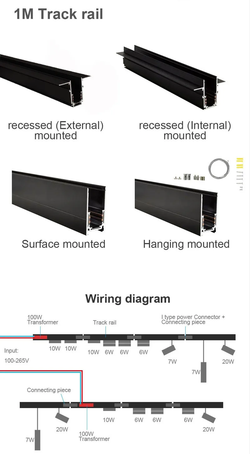 Modern Recessed Magnetic Track Lights - LED Efficiency