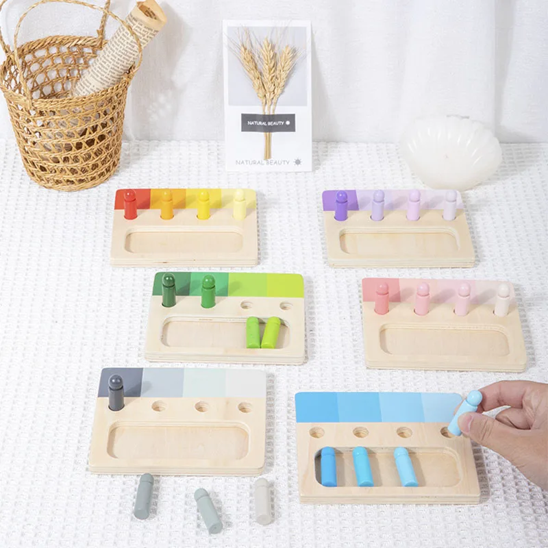 Wooden Montessori Toy Color Sense System Training Wood Insert Board 24 ...
