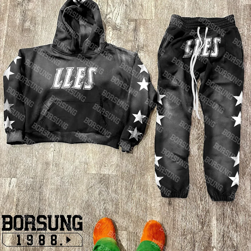 High Quality Custom Logo Unisex Sweatsuits Gym Stacked Sweatpants ...