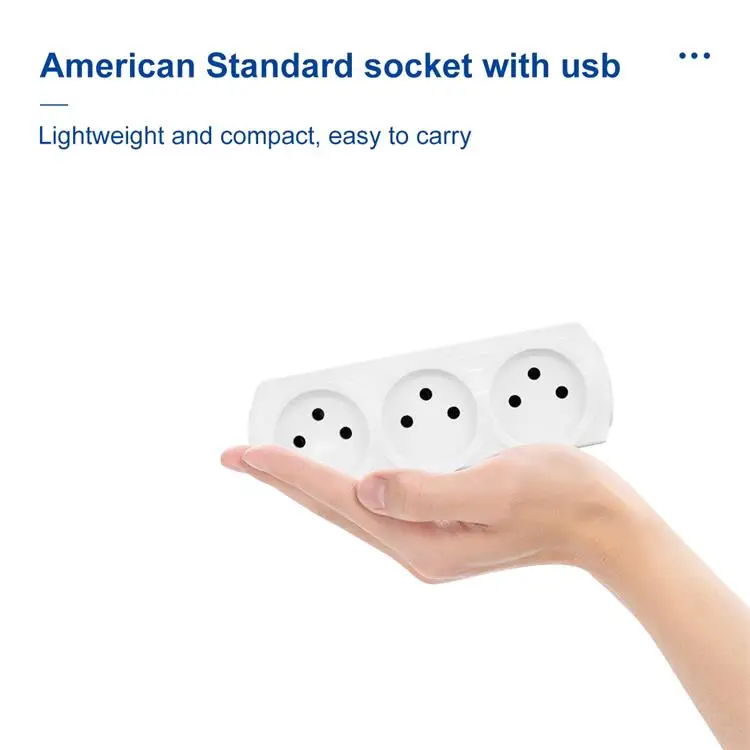 3 Ports Power Strip Sockets Portable White Color Security Protection ...