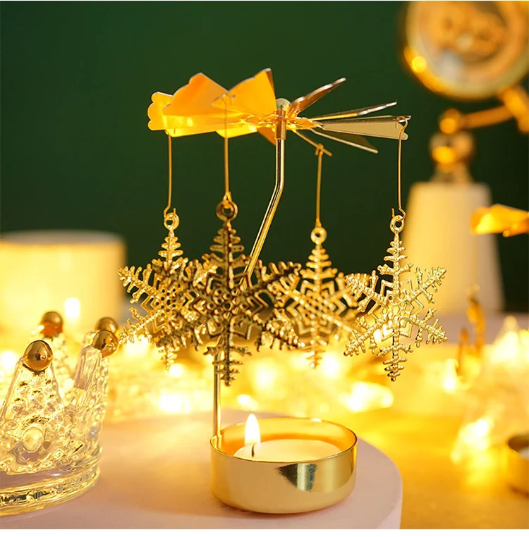 DGC Metal Rotary Candle Holder - Spinning Tea Light Carousel