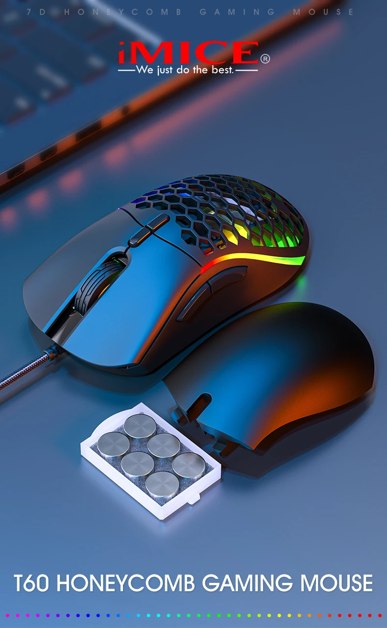 Imice T60 Gaming Mouse - 7200DPI, LED RGB, 7 Programmable Keys