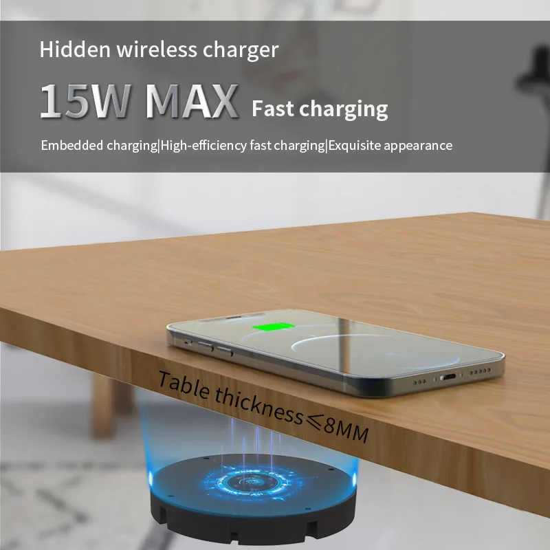 Under Table Wireless Charger - 10mm Long Distance Charging