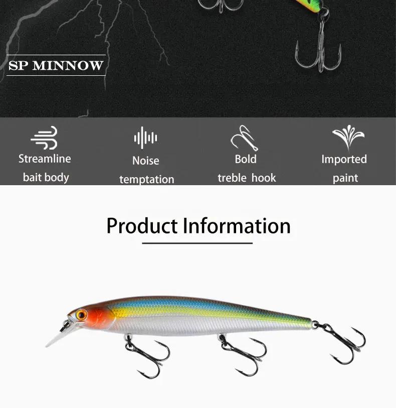 97mm 9.8g Suspending Fishing Lures Hard Bait 10colors for Choose Minnow Quality Professional ...