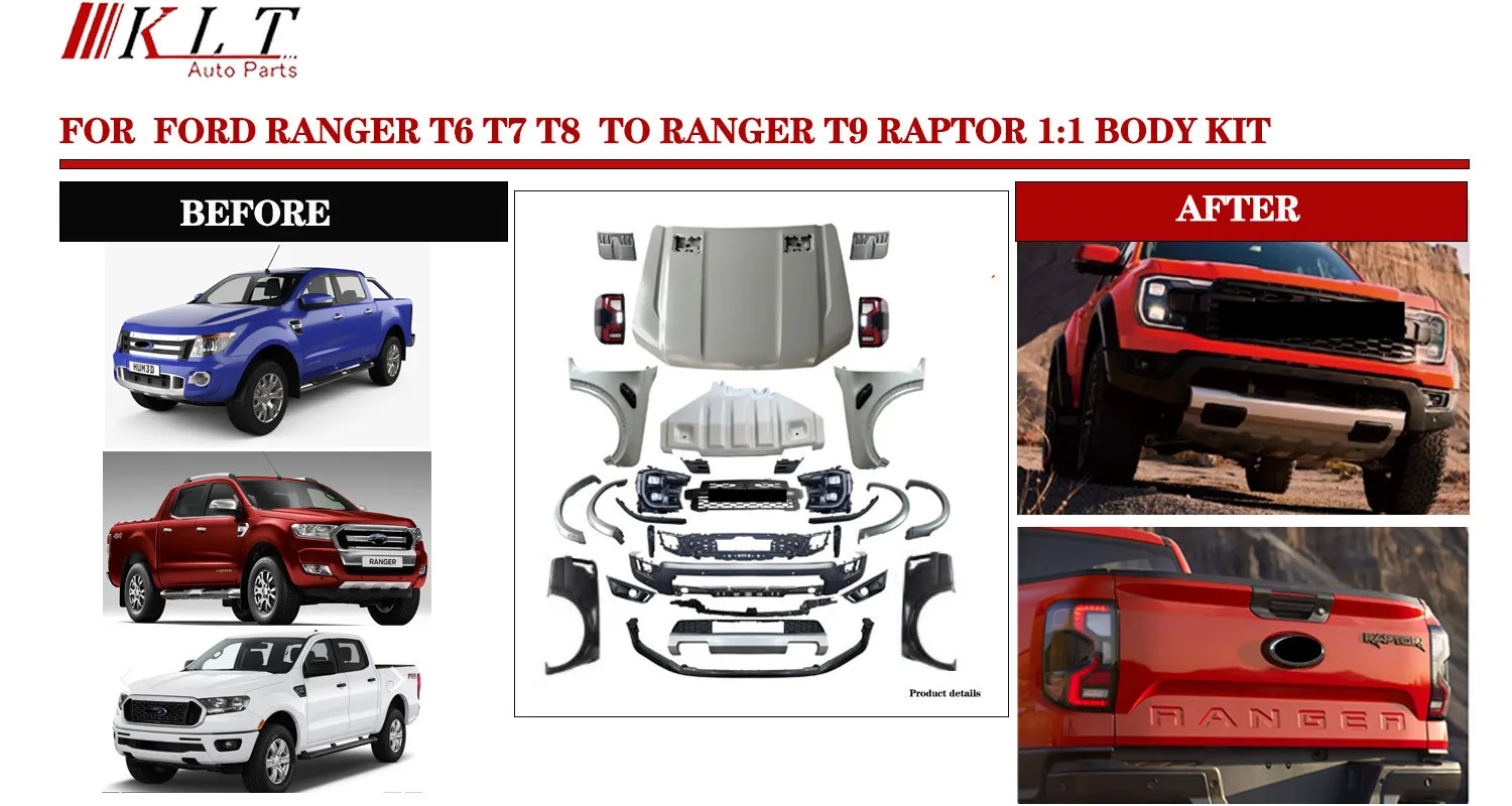 Klt Body Kit Car Bumpers For Ford Ranger 2012-2021 T6 T7 T8 Upgrade ...