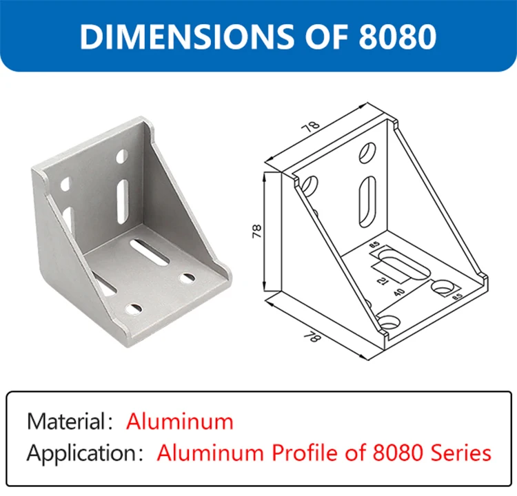 Aluminum Profile Parts T Slot Outer Connector 80*80 90 Degree Angle ...