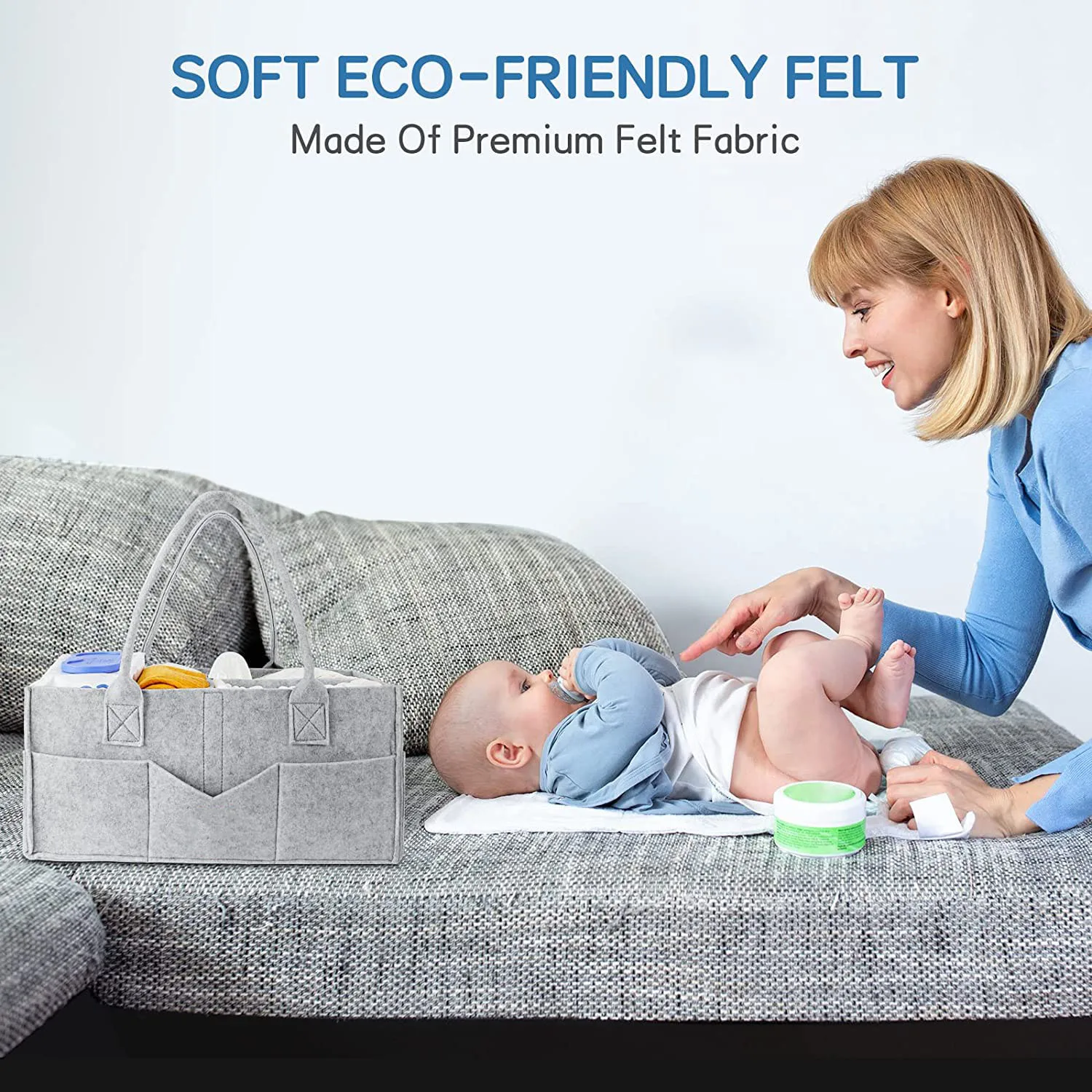 Eco-friendly Portable Foldable Felt Baby Diaper Caddy Diaper Organizer ...
