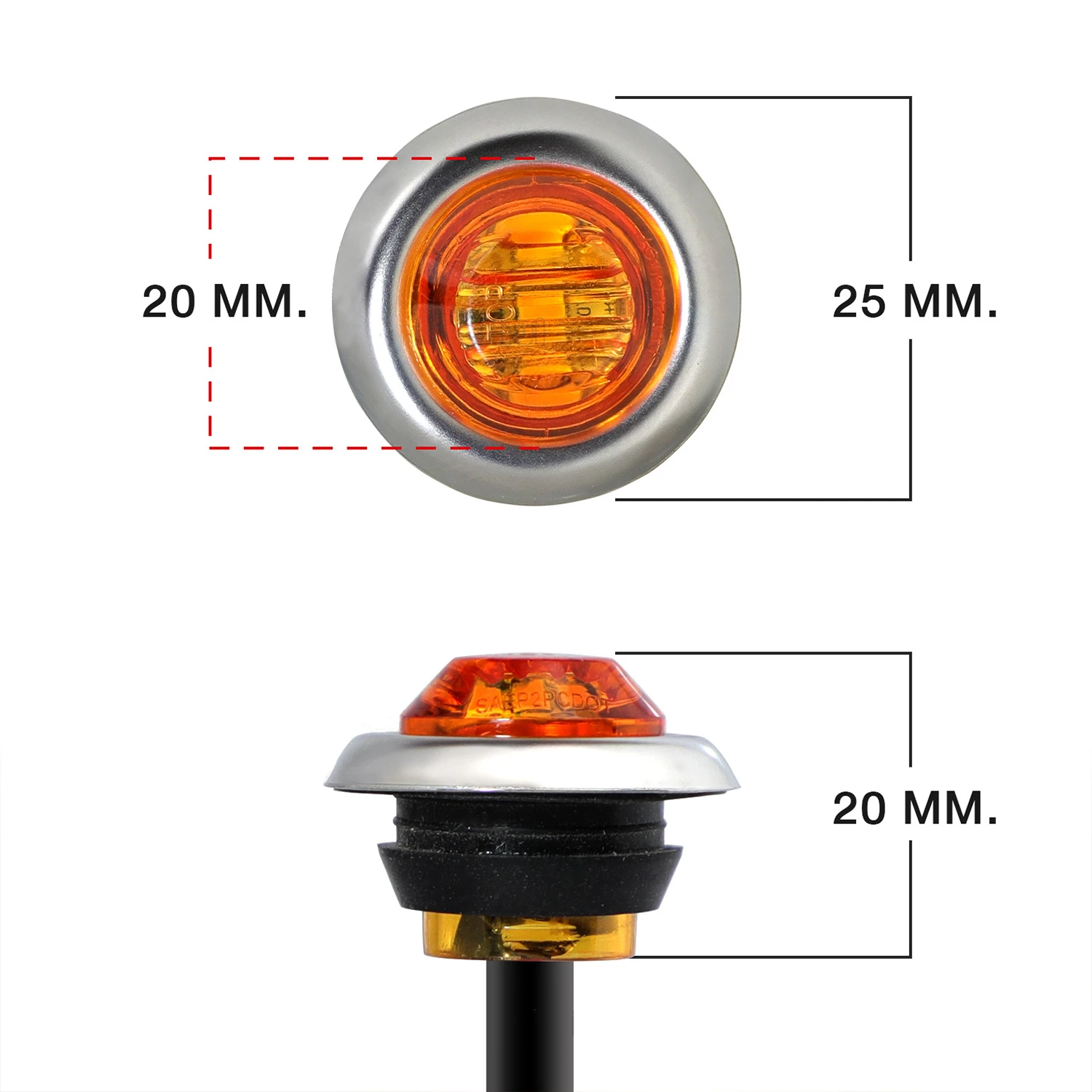 Truck Trailer Yacht 12v/24v Small Round Light 3led Side Marker Width ...