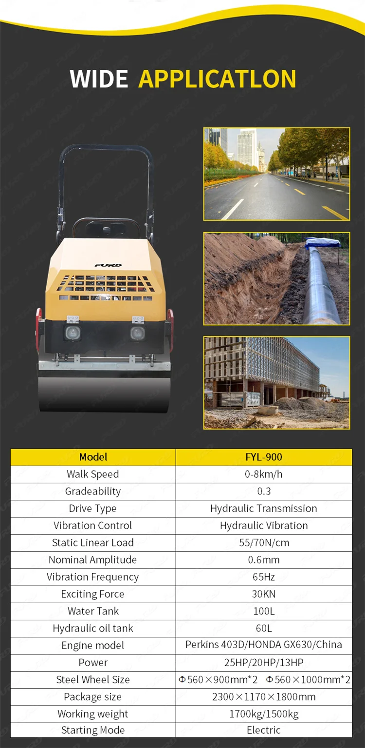 Chinese-made Road Rollers Industrial Compactor Machine 1500kg Road ...