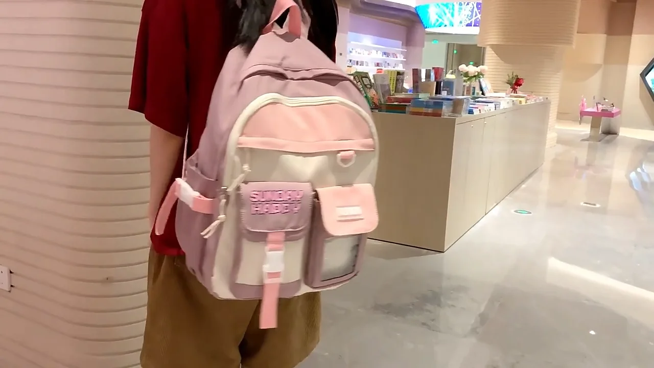 Ins Leisure Girls Backpack Japanese Multi-layer Backpack Color Contrast ...