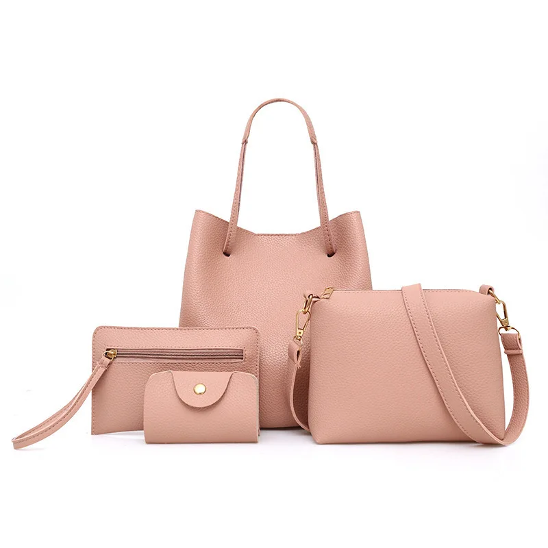 Sd Rewin Wholesale Trendy Female Lychee Leather Handbag Sets 4 Pieces ...