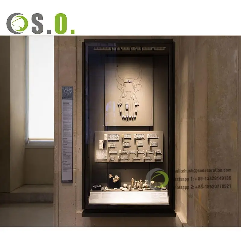 Elegant Wooden Museum Display Showcase With Adjustable Shelves And ...