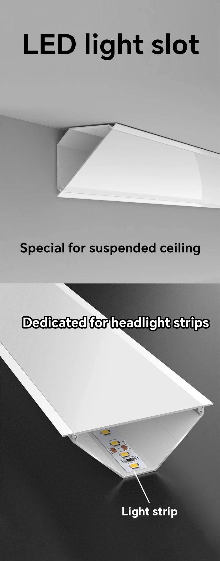 Luminous LED Aluminium Profile for Top Ceiling Channels