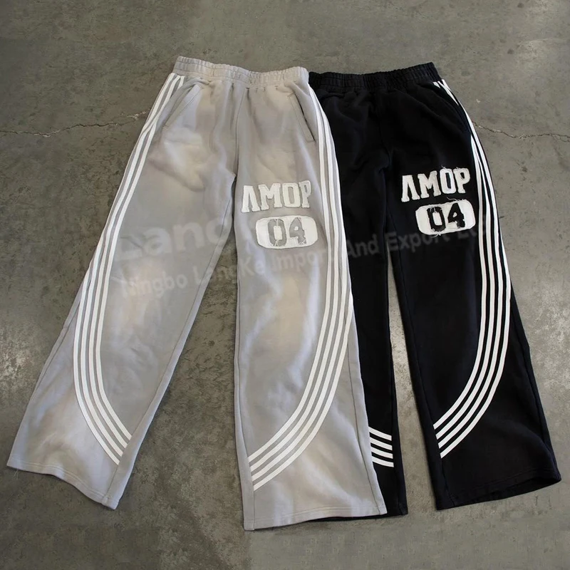 Custom Vintage Sun Fade Tracksuits Patchwork Zip Up Acid Wash Flared ...