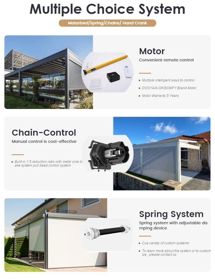 Outdoor Zip Track Blind Electric Motorized Screen Windproof And ...