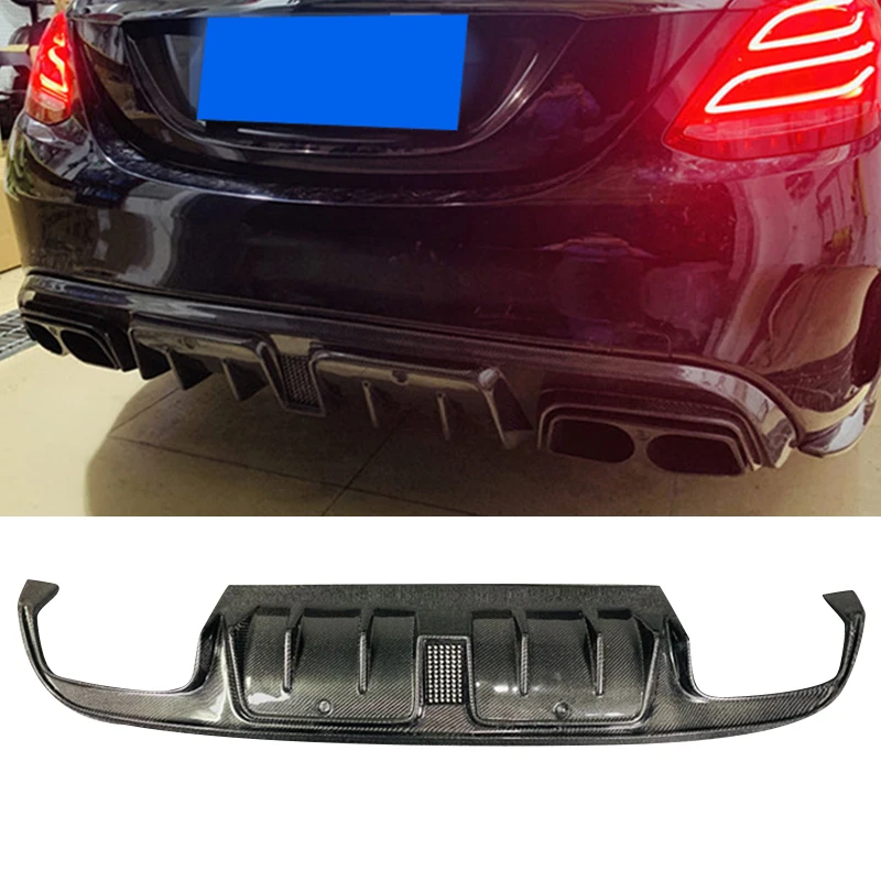 W205 B Style Carbon Fibre Fiber Body Kit Rear Diffuser Lip Fit For ...
