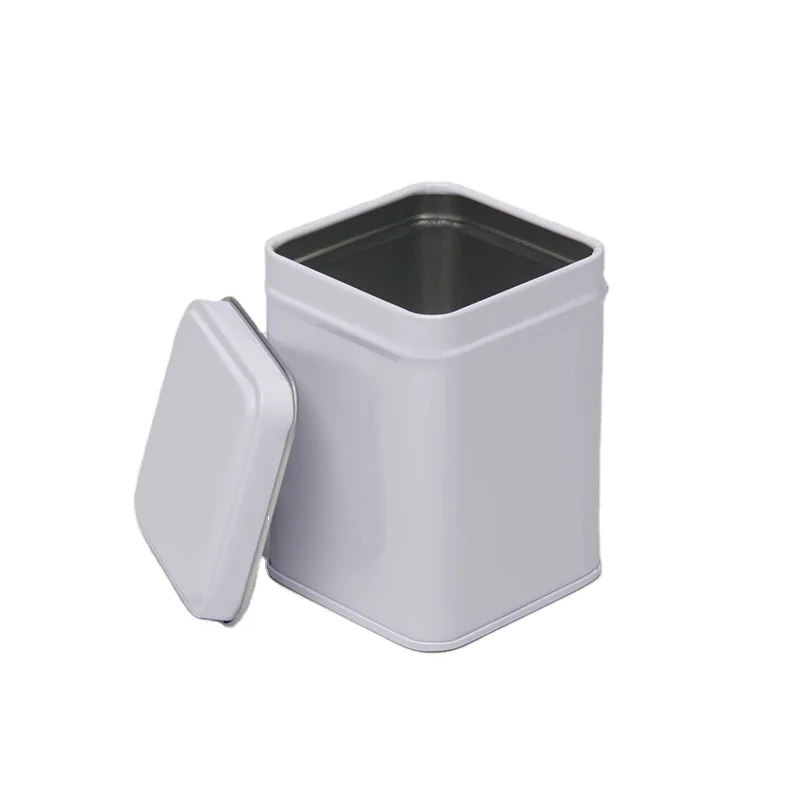 Small Mini Square Silver Plain Aluminum Tea Tin Box Coffee Powder Spice ...