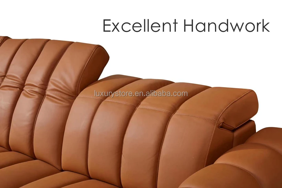 Foshan Furniture Luxury Genuine Leather Recliners I Shape Living Room ...