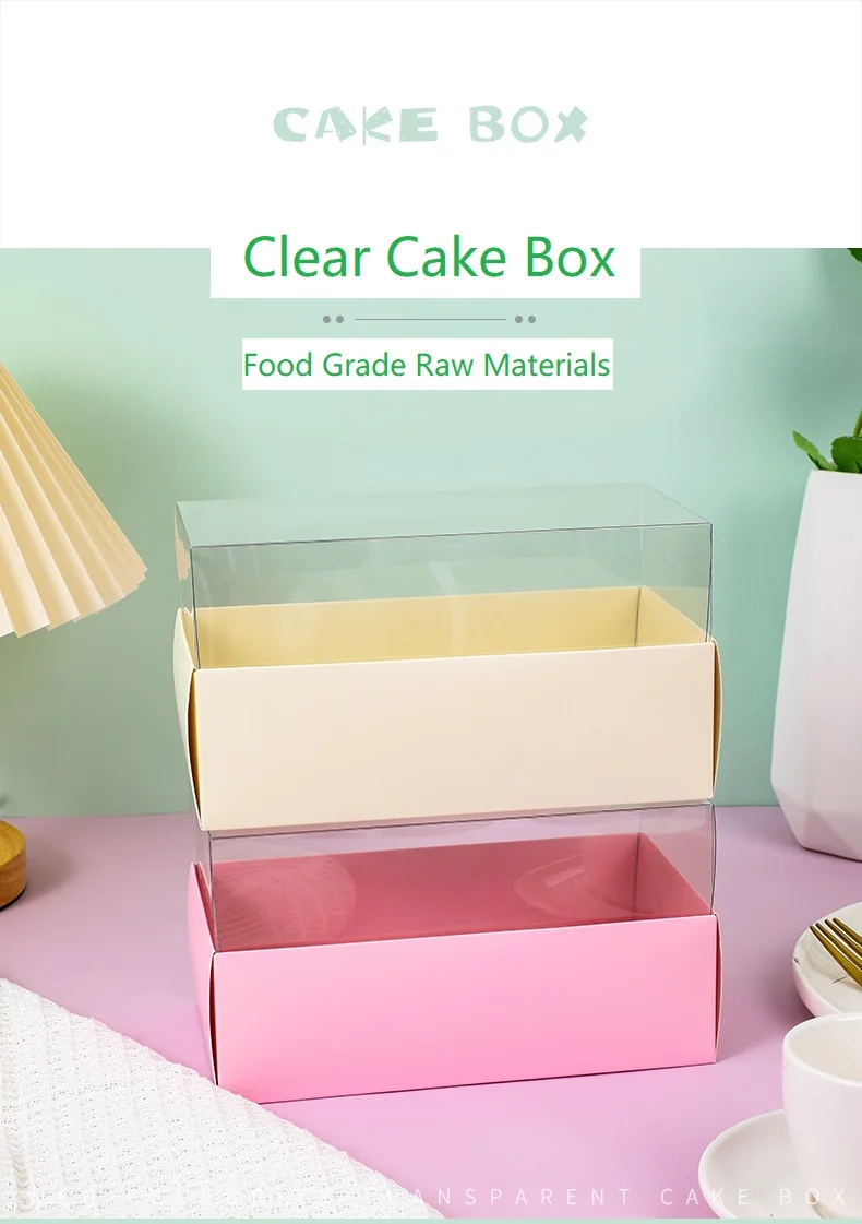 XJH Transparent Cupcake Swiss Roll Clear Container Plastic PET Baking ...