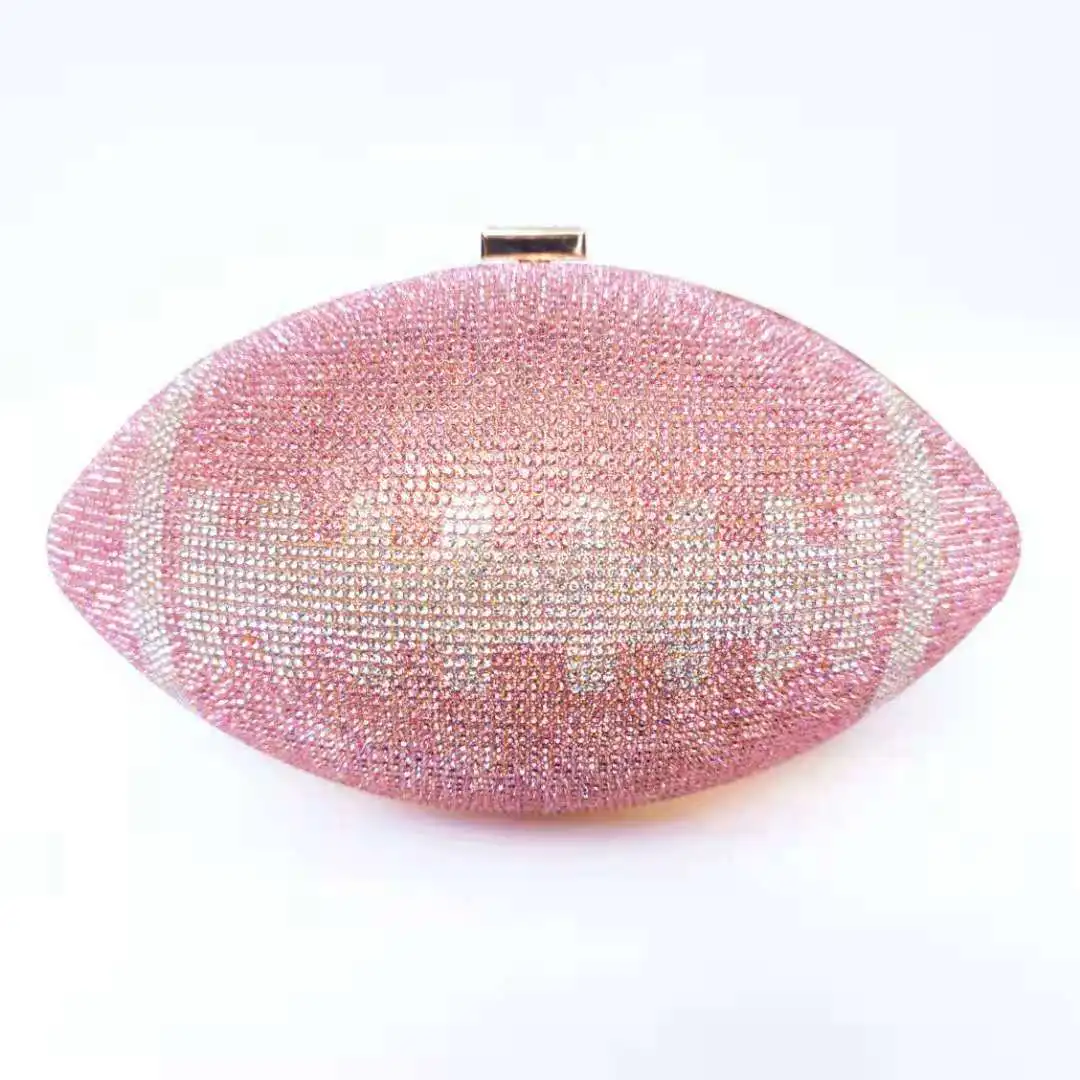New Rhinestone American Football Round Ball Purse Stone Bling Diamond ...