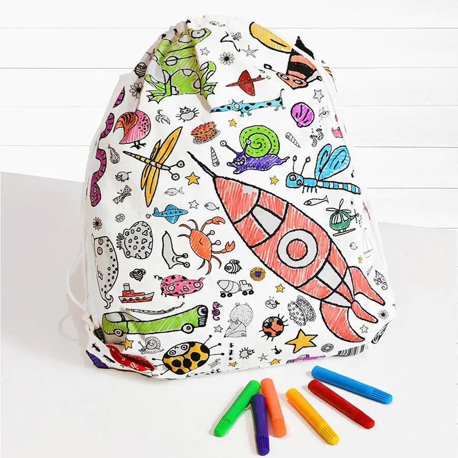 Color Your Own DIY Coloring Pencil Case Canvas Pencil Zipper Pouch ...