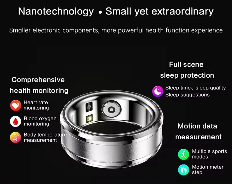 Waterproof Smart Rings Health Sleep Monitor Fitness Tracker Heart Rate ...