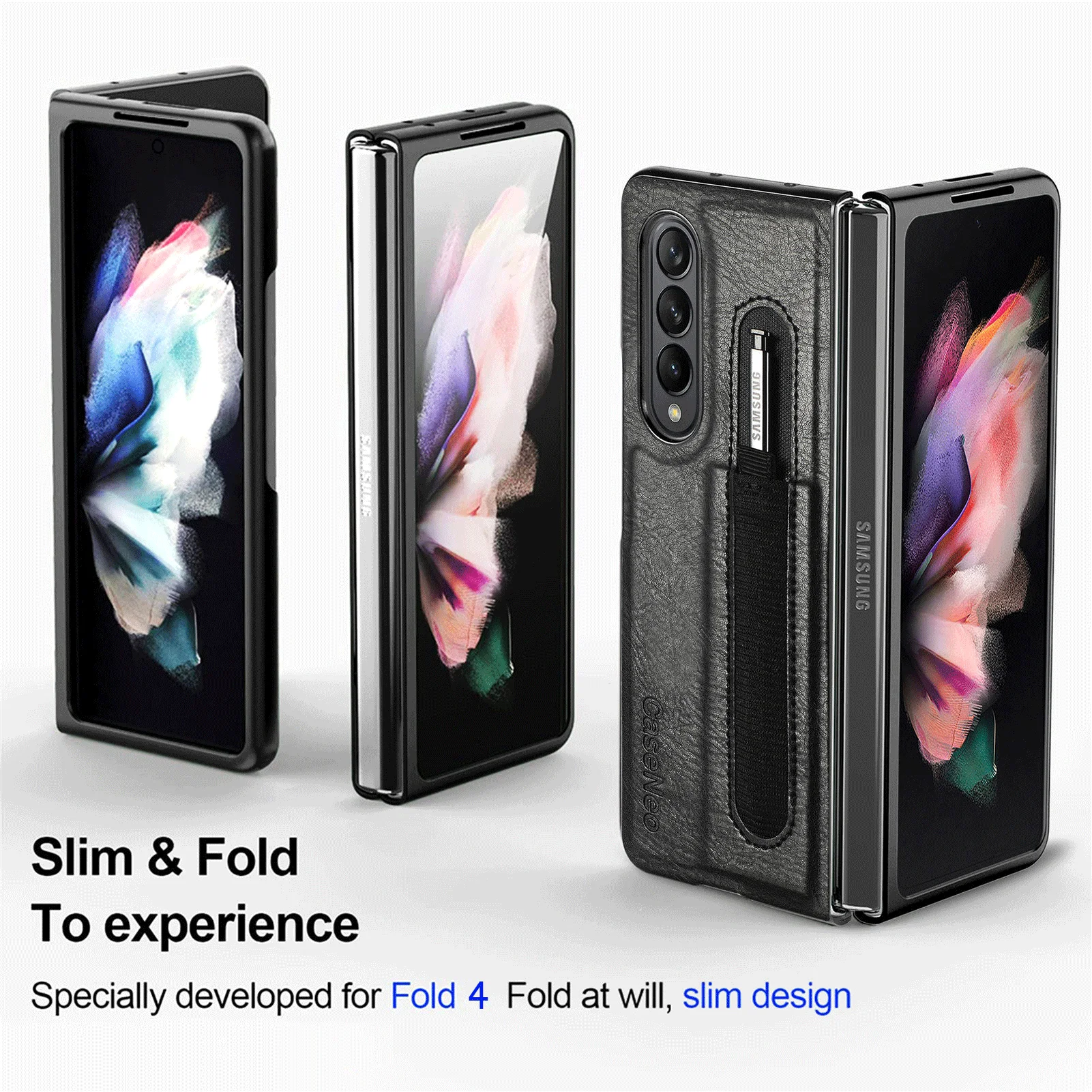 Samsung Galaxy Z Fold 4 Case with Pen - Shockproof & Leather
