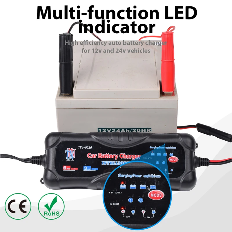Smart 12v 6a 24v 3a Led Charger Battery Trickle Charger 12v 24v Booster ...