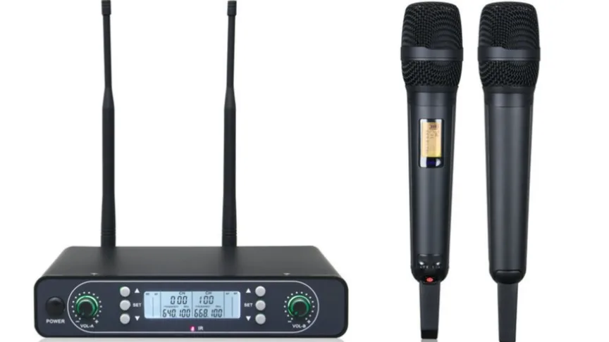 2 Handheld Dual Channel Uhf Wireless System Microphone K-song ...
