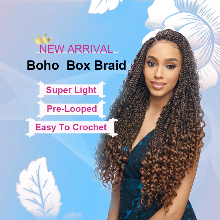 14 Inch Boho Box Crochet Hair Bohemian Goddess River Bob Box Braid ...
