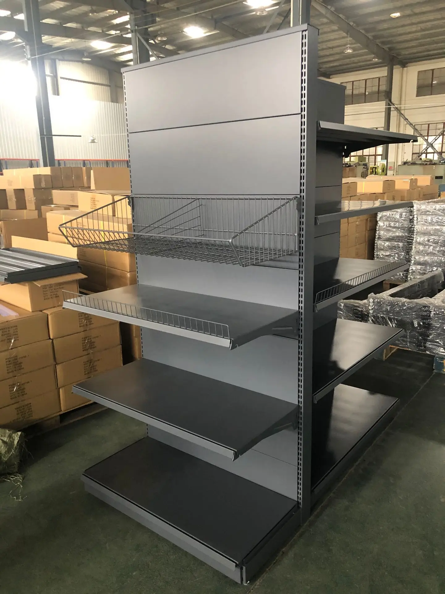 Modern Sleek Display Rack Wood Stylish Customized Supermarket Gondola ...