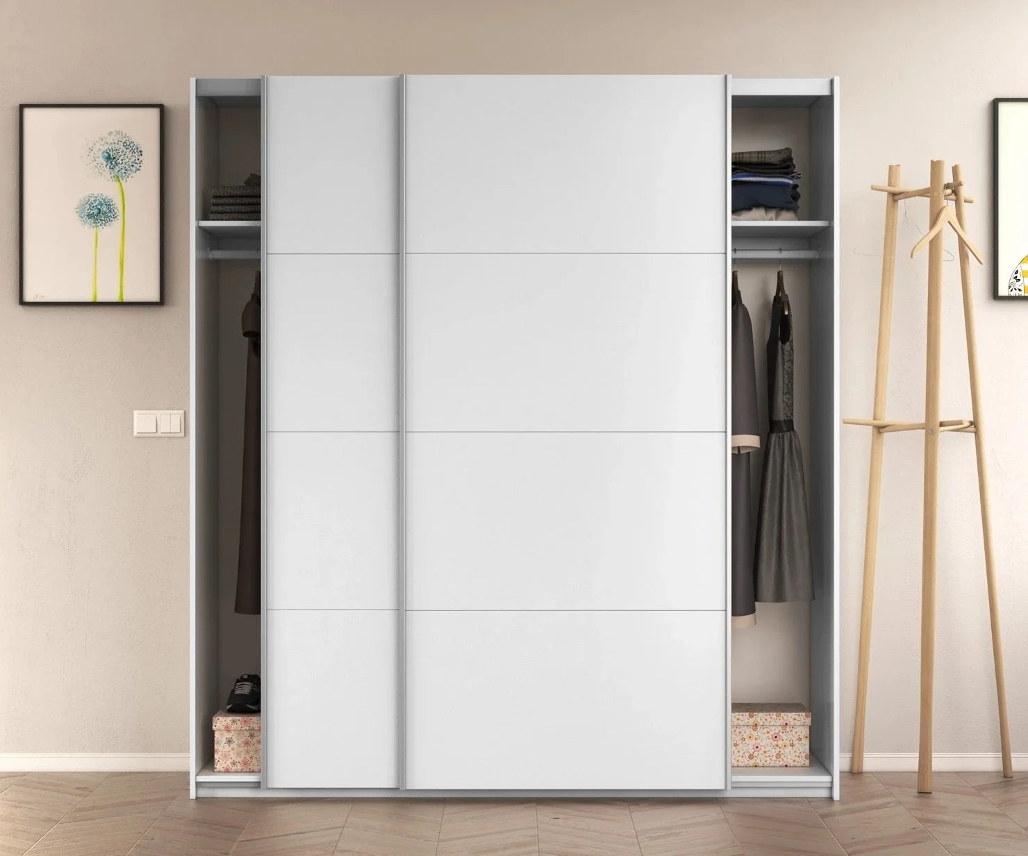 Custom wooden bedroom wardrobe mirror closet modern design 2021 with sliding doors Alibaba
