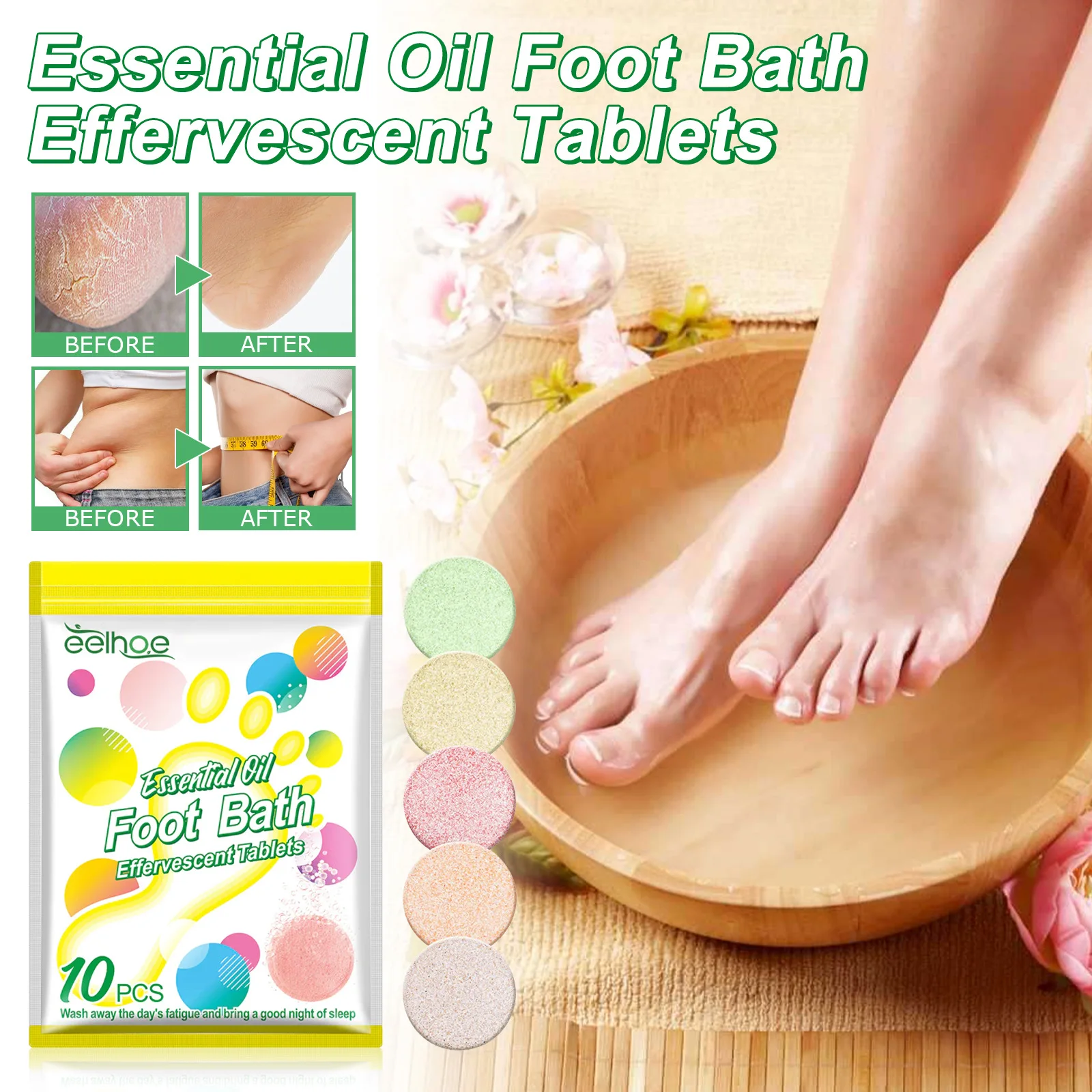 Eelhoe Foot Bath Spa Foot Effervescent Colorful Diamend Shape Bath ...