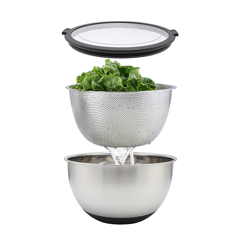 Stainless Steel Mixing Bowls 3qt 20cm Salad Mixing Bowl Set With ...