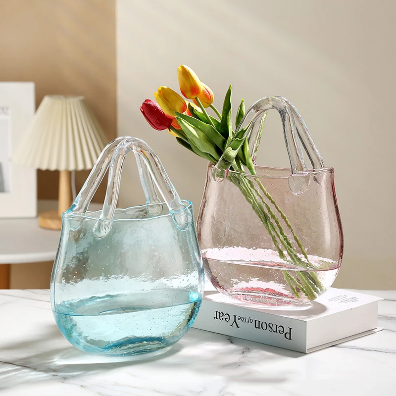 Nordic Style Handheld Bubble Bag Vase Clear glass Raindrop Glass Vase ...