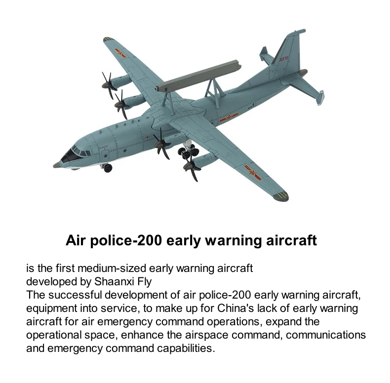 Tik Tok Top Air Police-200 Kj-200 Early Warning Aircraft Toys 1/200 ...