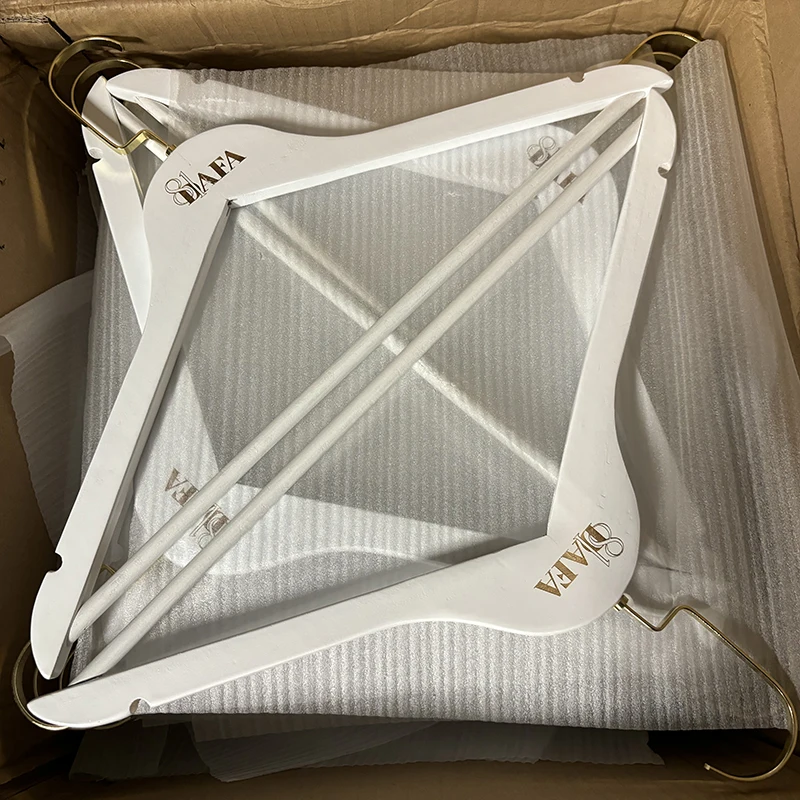 Custom LOGO Branded Black Hangers - Wood Gold Square Hook