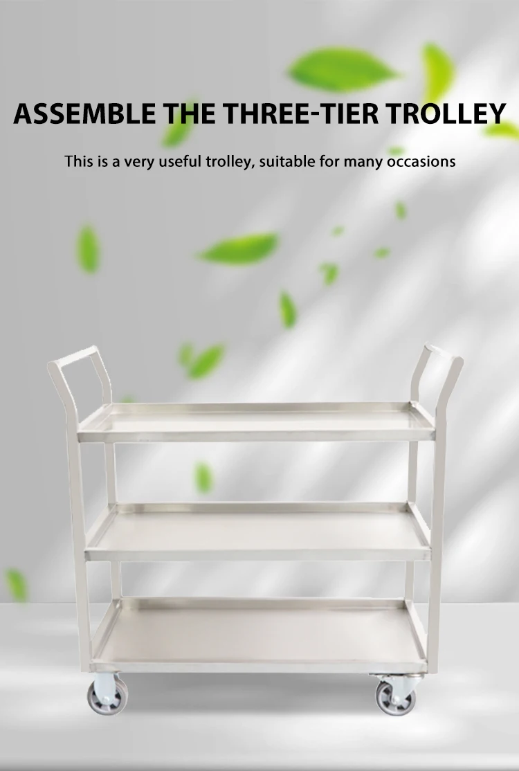 Wholesale Stainless Steel Service Trolley Three-tier Cart For Hotel ...