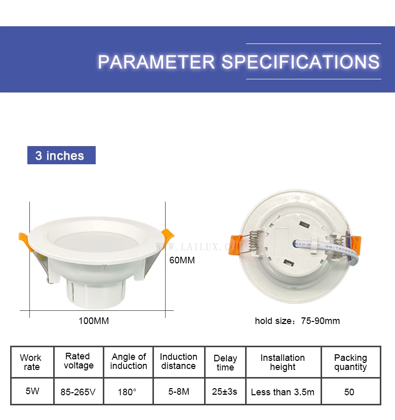 Ac110v 220v 5w 7w 9w Downlight With Smart Microwave Radar Motion Sensor ...