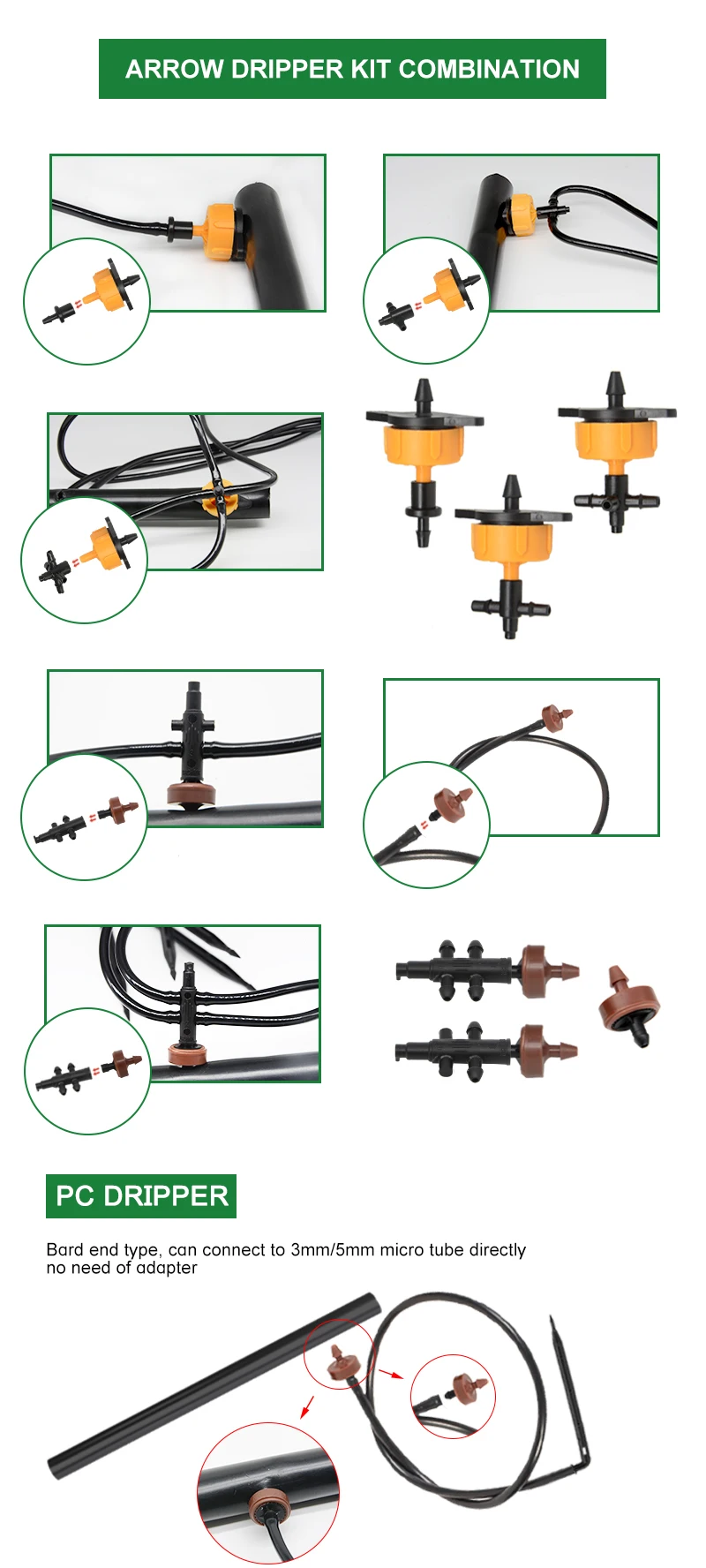 Agriculture Watering Drip Irrigation Bend Arrow Dripper 2 Way - Buy 2 ...