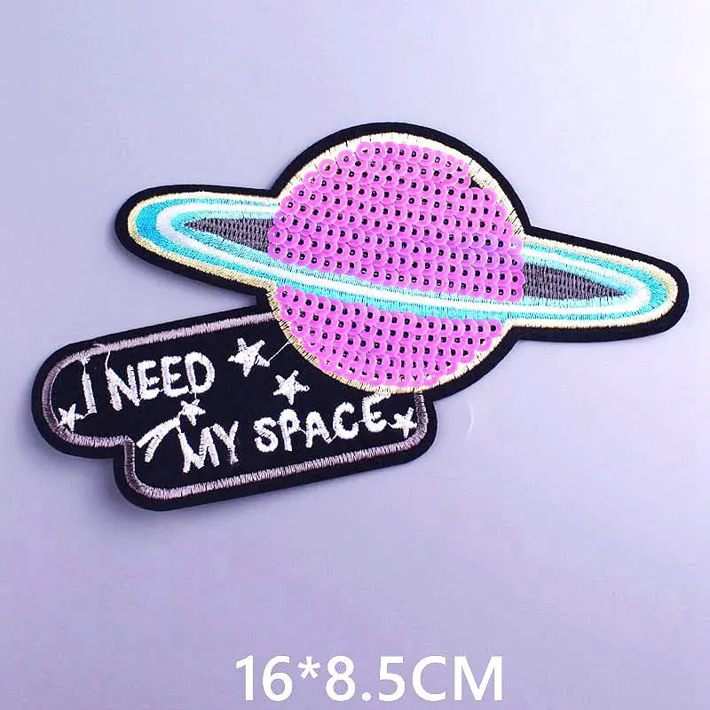 Space UFO Embroidery Iron on Patches for Clothing Aliens