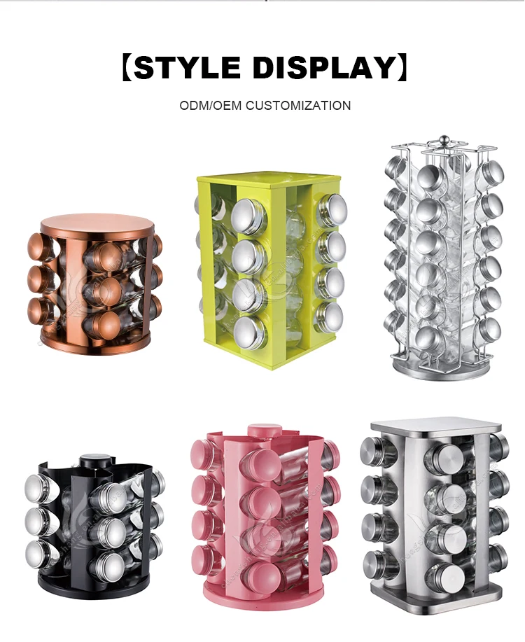 Revolving Spice Tower Stainless Steel Rotating Spice Rack With 16 Spice ...