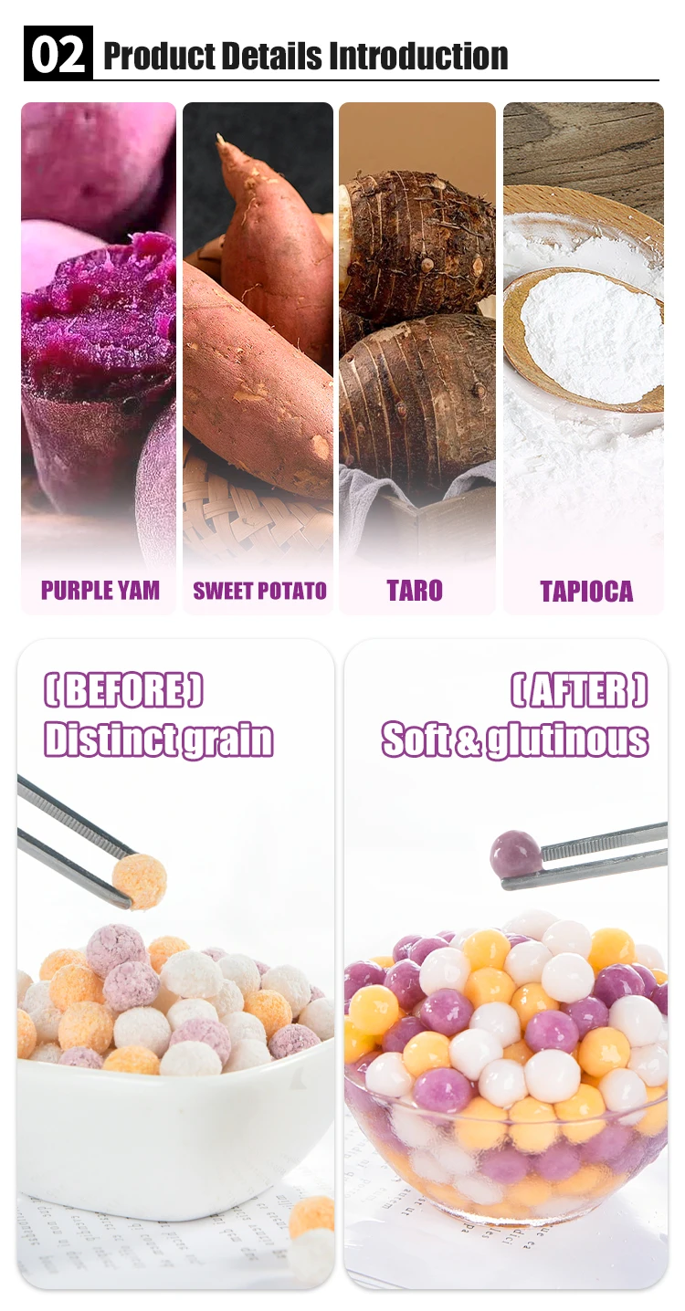 Bubble Tea Hot Dessert Milk Tea Shop Small Ingredients Quick-cooked Three-color Taro Balls 500g ...