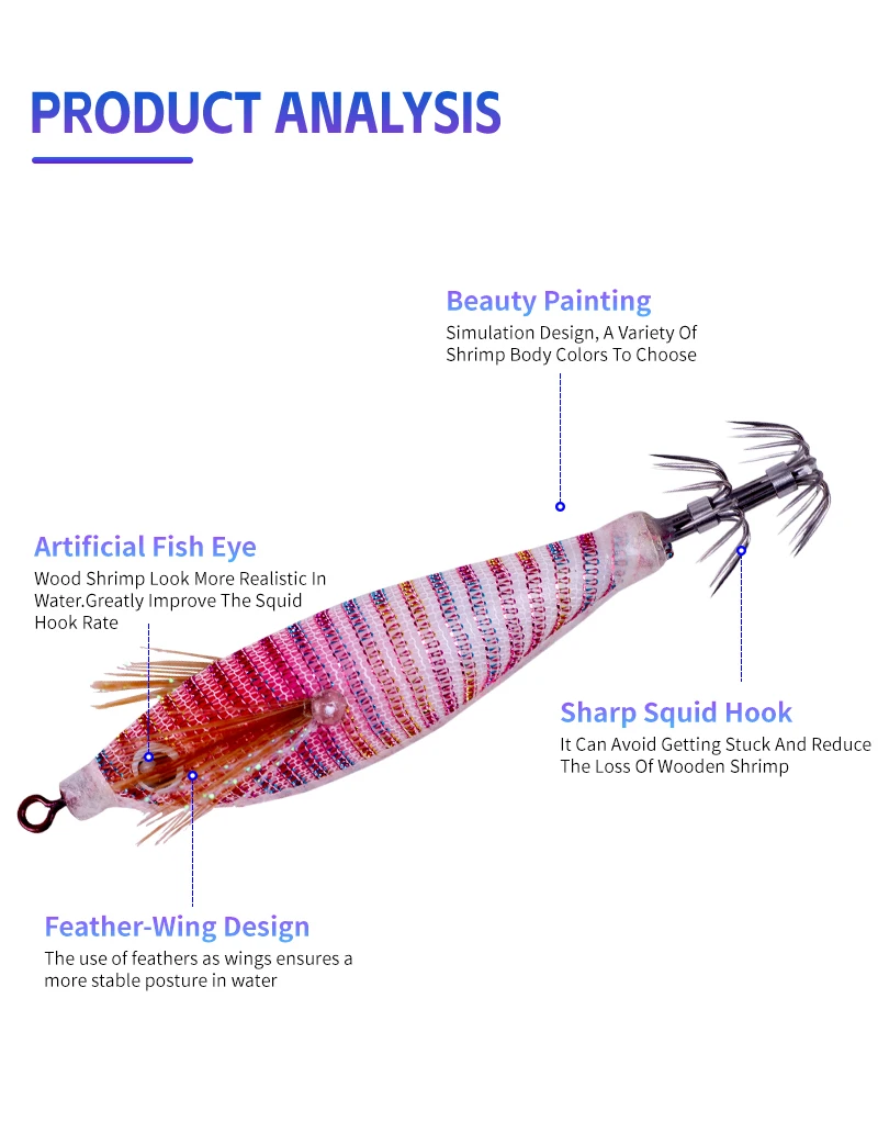 Squidduke Toto Luminous Egi Squid Jig Lure Wood Shrimp Cuttlefish Octopus Glow Squid Fishing ...