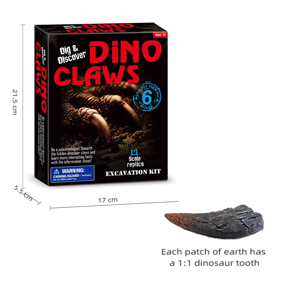 Educational Kid Toys Plastic Material Dino Claw Dig 6 Assorted Claw ...