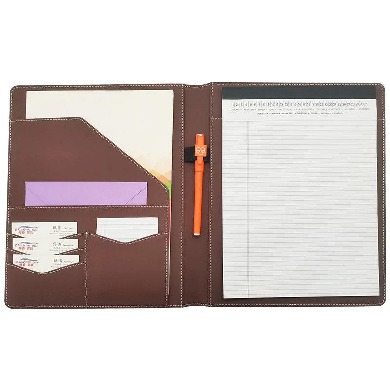 Modernqiu Custom A4 Presentation File Folder Leather Briefcase Binder Portfolio with File ...