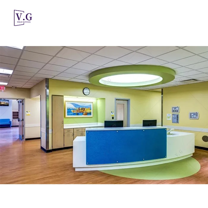 Hospital Reception Desk Design Round Shape Acrylic Solid Surface ...