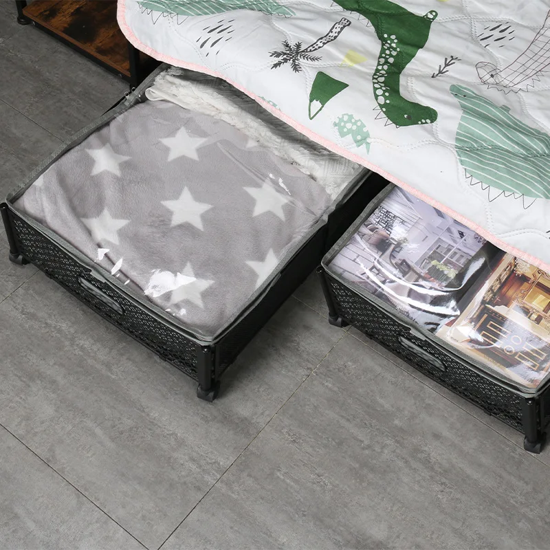 Under Bed Storage Box Under Sofa Storage Rack Clothing Shoes Pulley ...