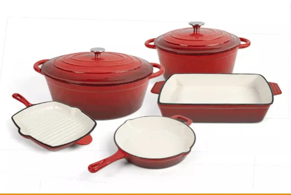 Bright Houseware Customized Red Color Enamel Cookware Set Wholesale ...