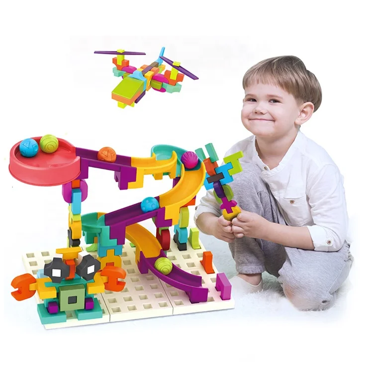 Hot selling diy slide ball building blocks track kit 73PCS kids toys ...